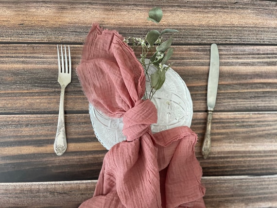 Set of 4 Napkins Any Color Chic Rustic Wedding Decorations | Etsy