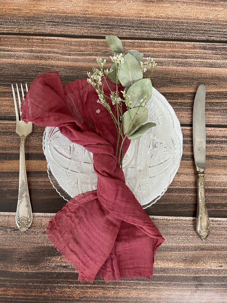 Set of 4 Napkins Any Color Chic Rustic Wedding Decorations | Etsy