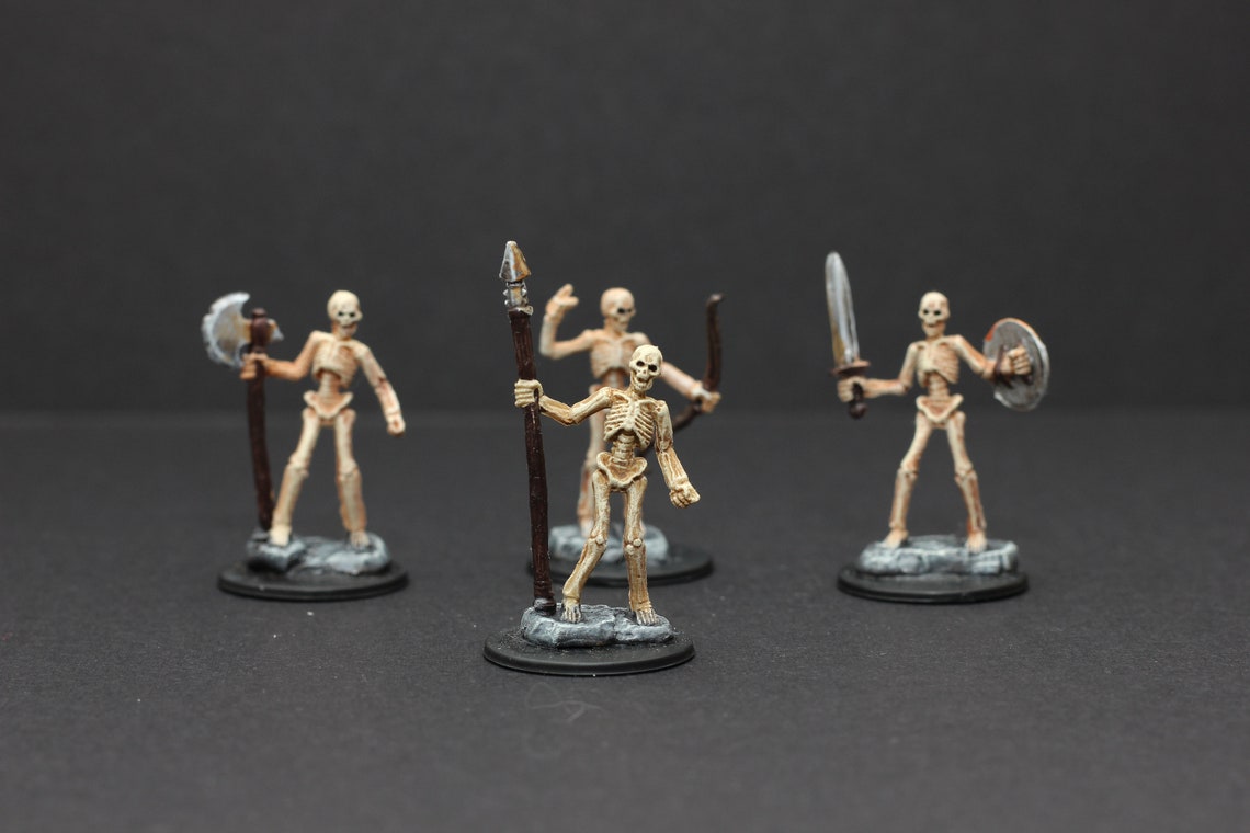 D&D Skeleton Fighter x4 Painted Miniatures - Etsy
