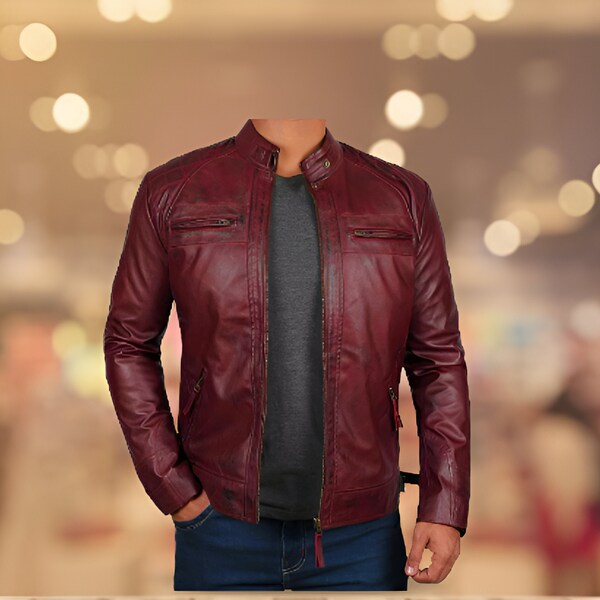 Maroon Motorcycle Jacket - Etsy