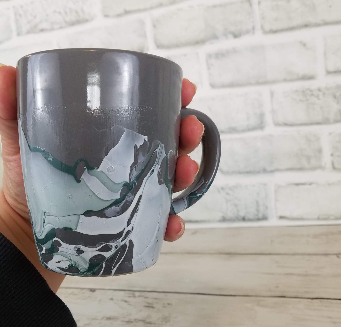 Hand Painted Marbled Mug - Etsy