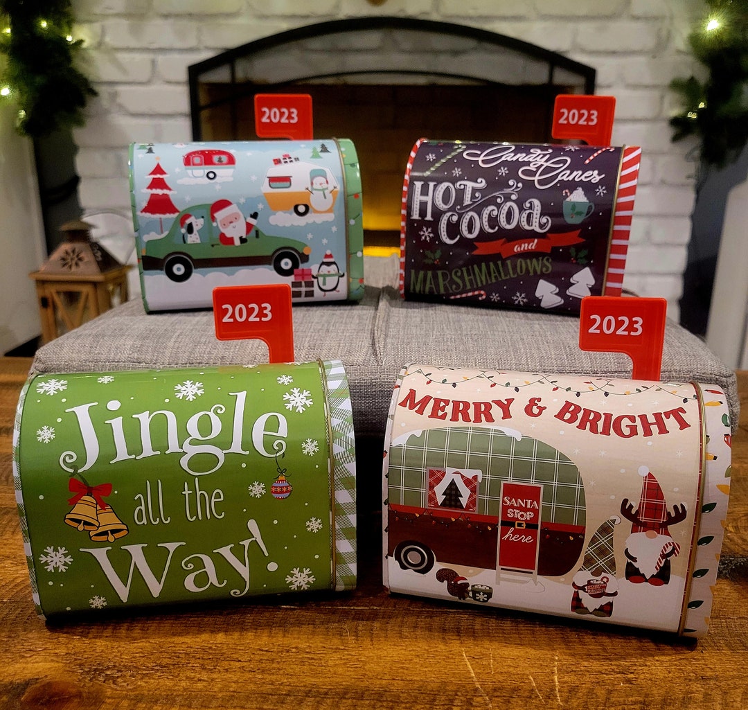 Christmas Mini Mailbox Tin Boxes With Current Year on Flag / Party ...