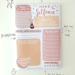 Self Care Productivity Notepad A5, Daily Productivity List Pad, Planner ...