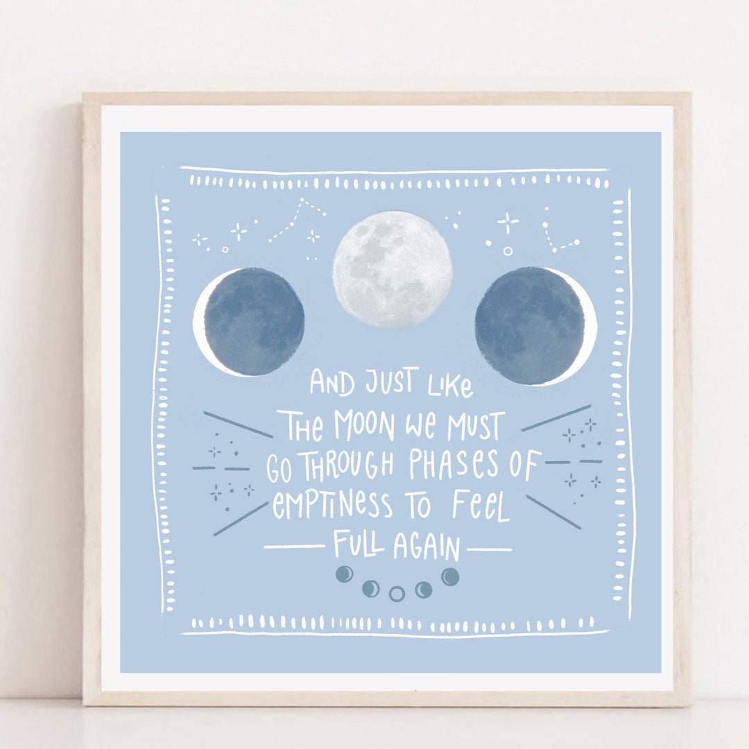 Card Art Print Moon Quote, Aesthetic Print, Moon Wall Art, Lunar Phases ...