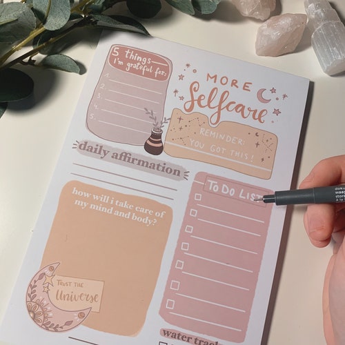 Self Care Productivity Notepad A5 Daily Productivity List | Etsy