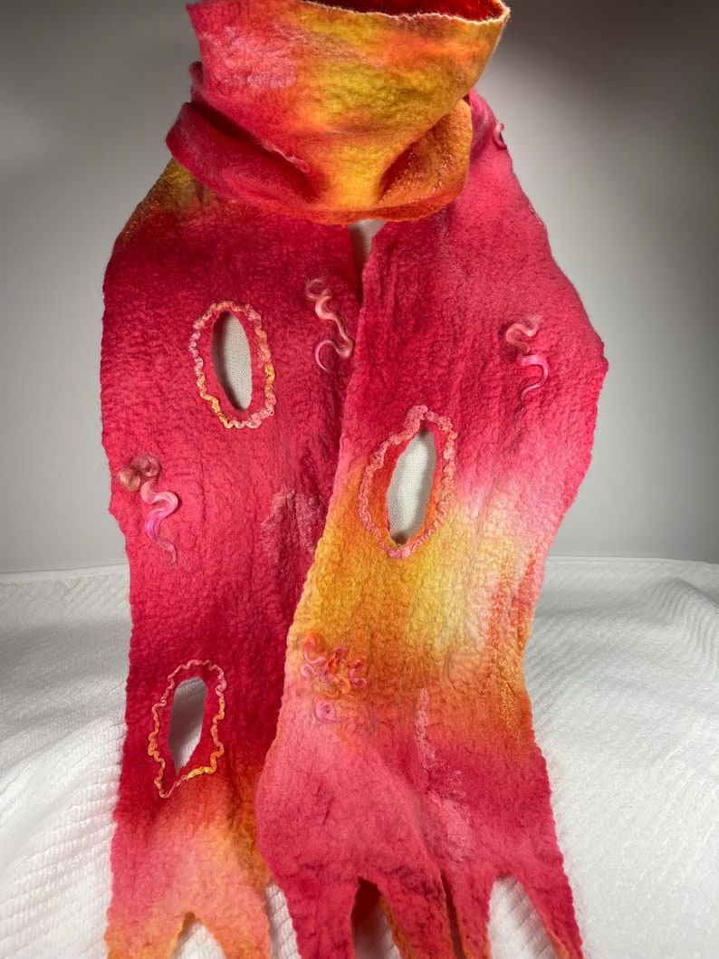 Hand Felted Lightweight Soft Merino Wool Scarf in Bright and Pale Pink ...