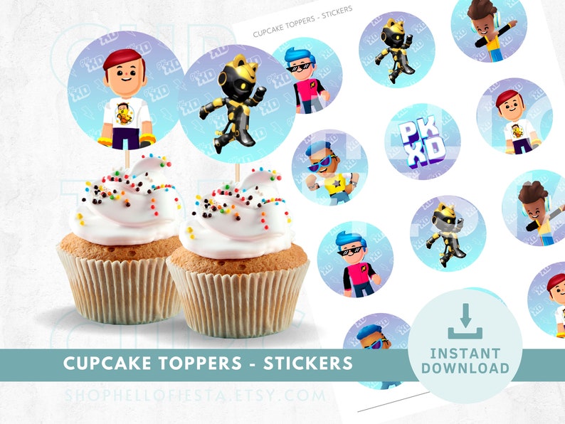 Pk XD for Boy Cupcakes Toppers, Pkxd Games Printable Toppers, Pkxd ...