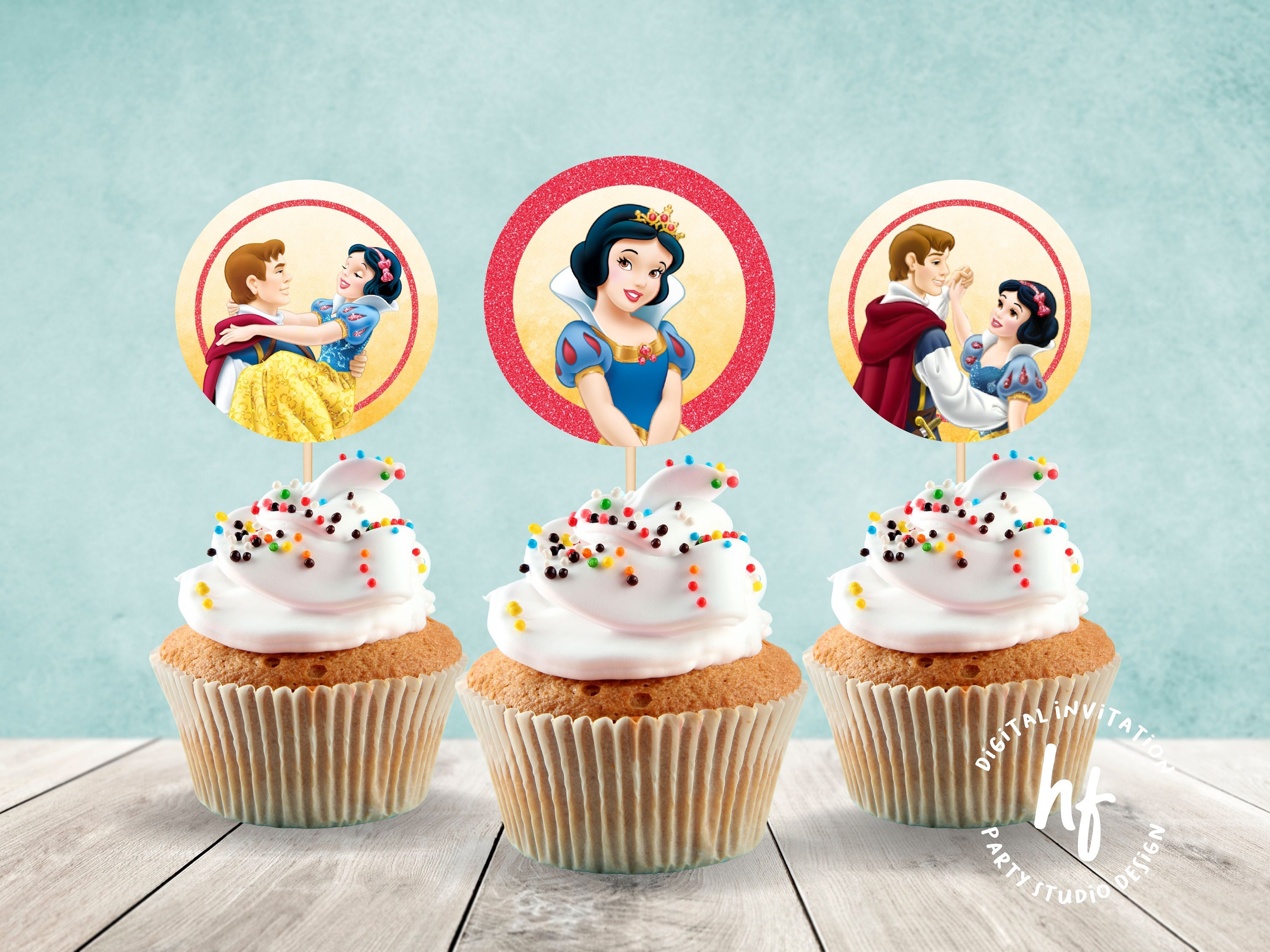 Snow White Cupcake Toppers, Printable Princess Toppers, Instant ...