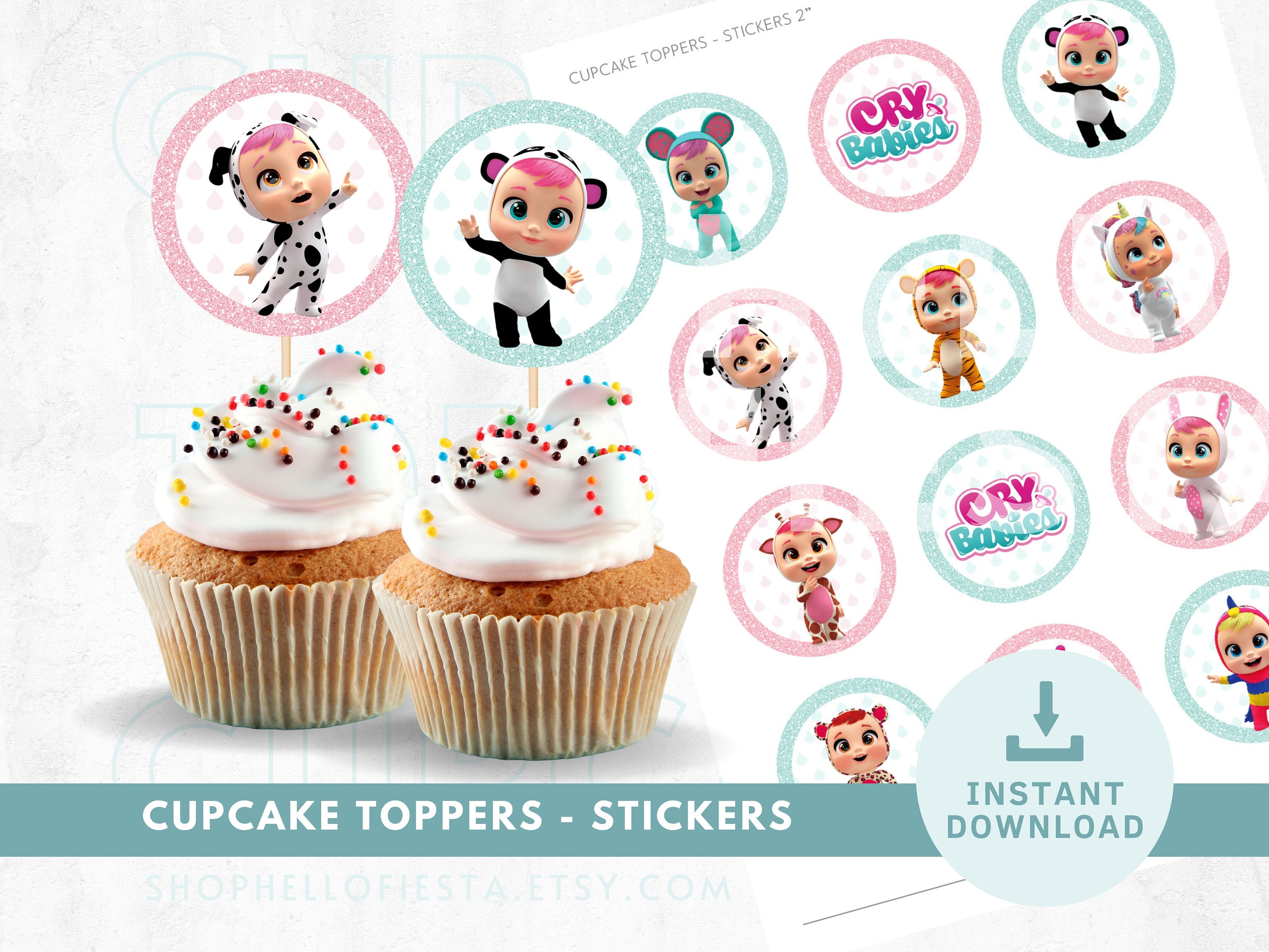 Printable Crying Babies Cupcake Toppers Instant Download - Etsy