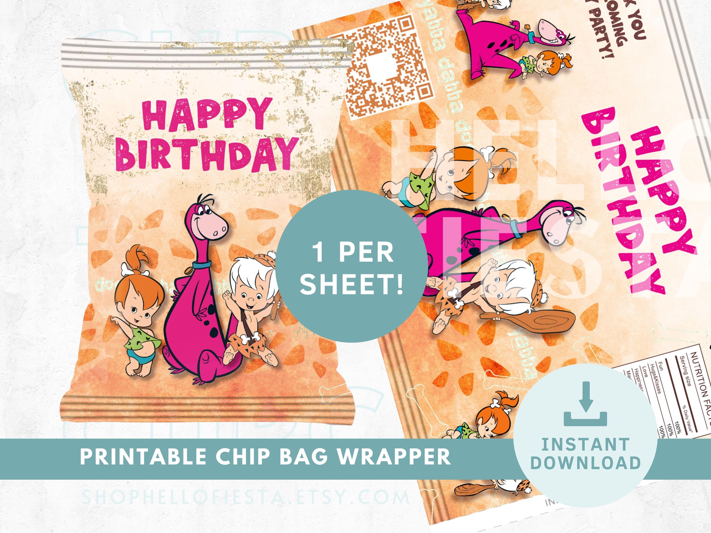 Pebbles and Bam Bam Chip Bag Wrapper, Printable Flintstones Party ...