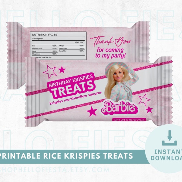 Barbie Rice Krispies Wrapper - Etsy