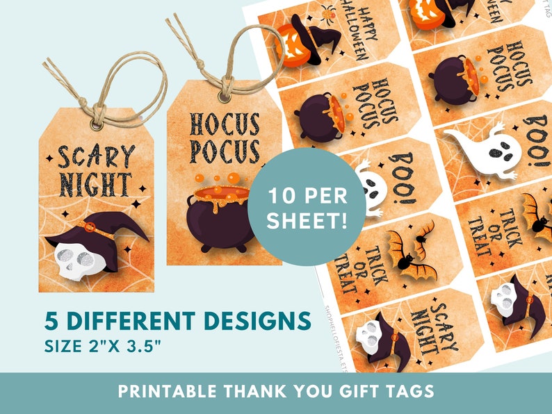 Halloween Gift Favor Tags Trick or Treat Printable Treat Bags - Etsy