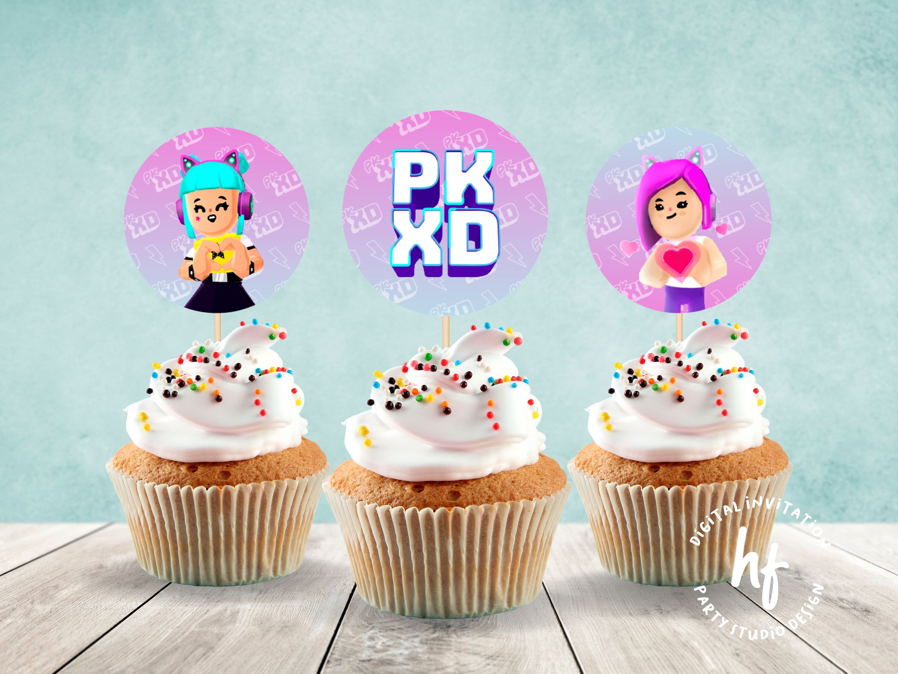 Pk XD for Girl Cupcakes Toppers, Pkxd Games Printable Toppers, Pkxd ...