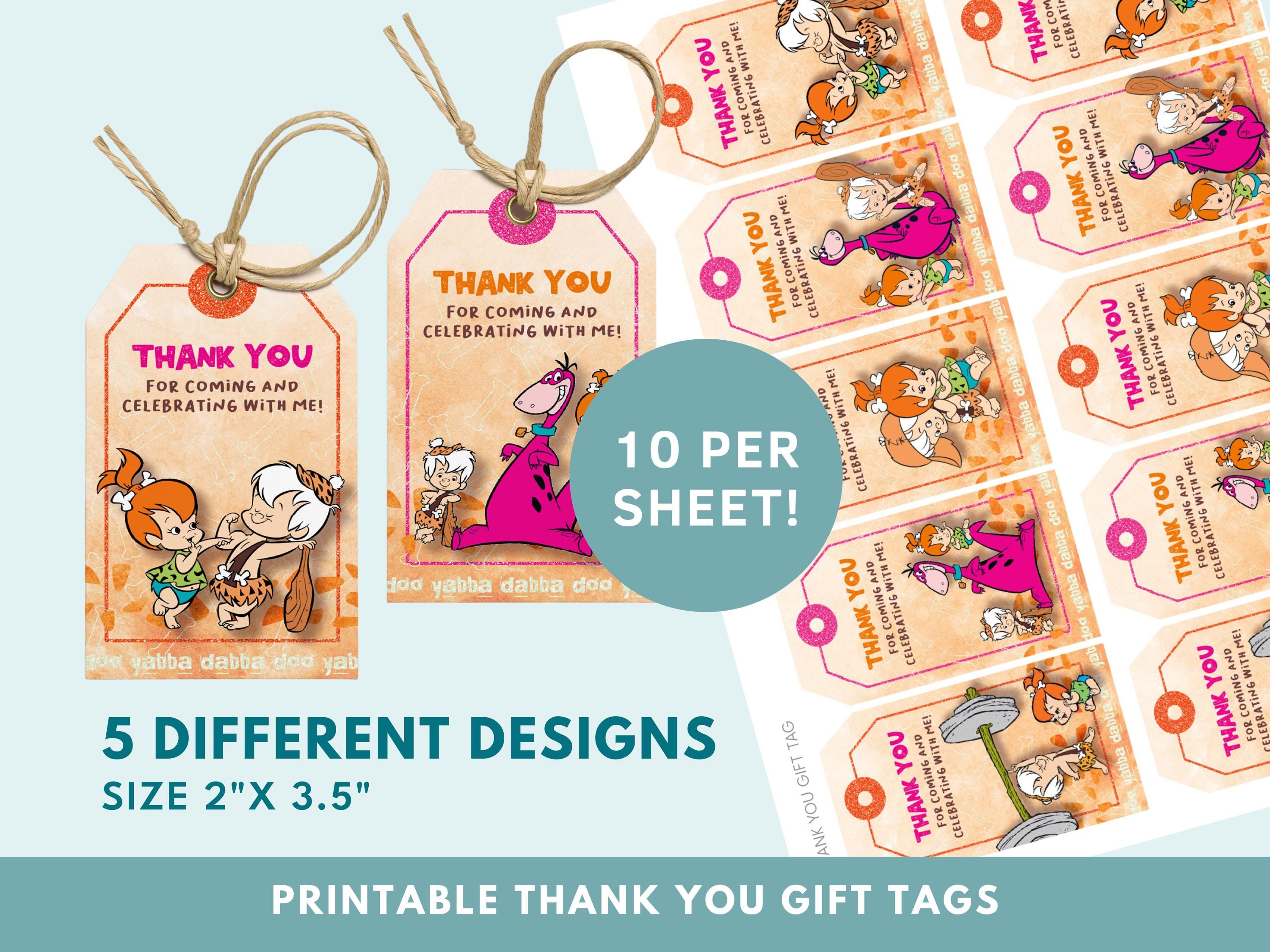 Pebbles and Bam Bam Printable Thank You Gift Tags, Flintstones Birthday ...