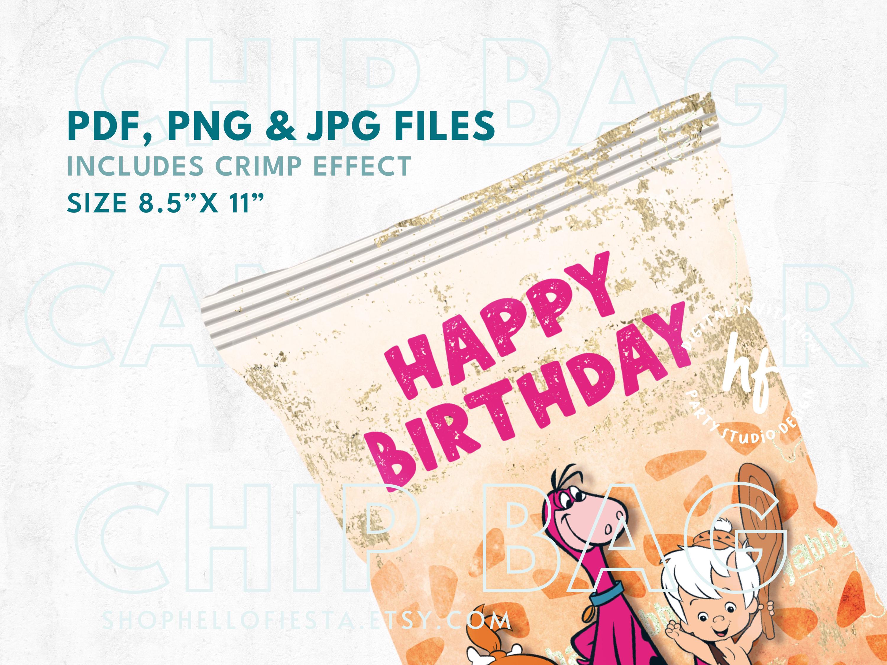 Pebbles and Bam Bam Chip Bag Wrapper, Printable Flintstones Party ...