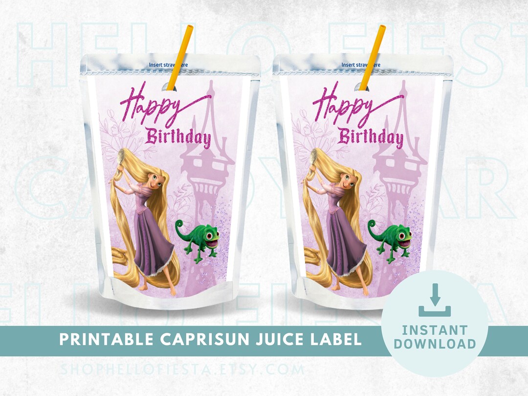 Rapunzel PRINTABLE Caprisun Juice Label Tangled Party Favors Princess ...