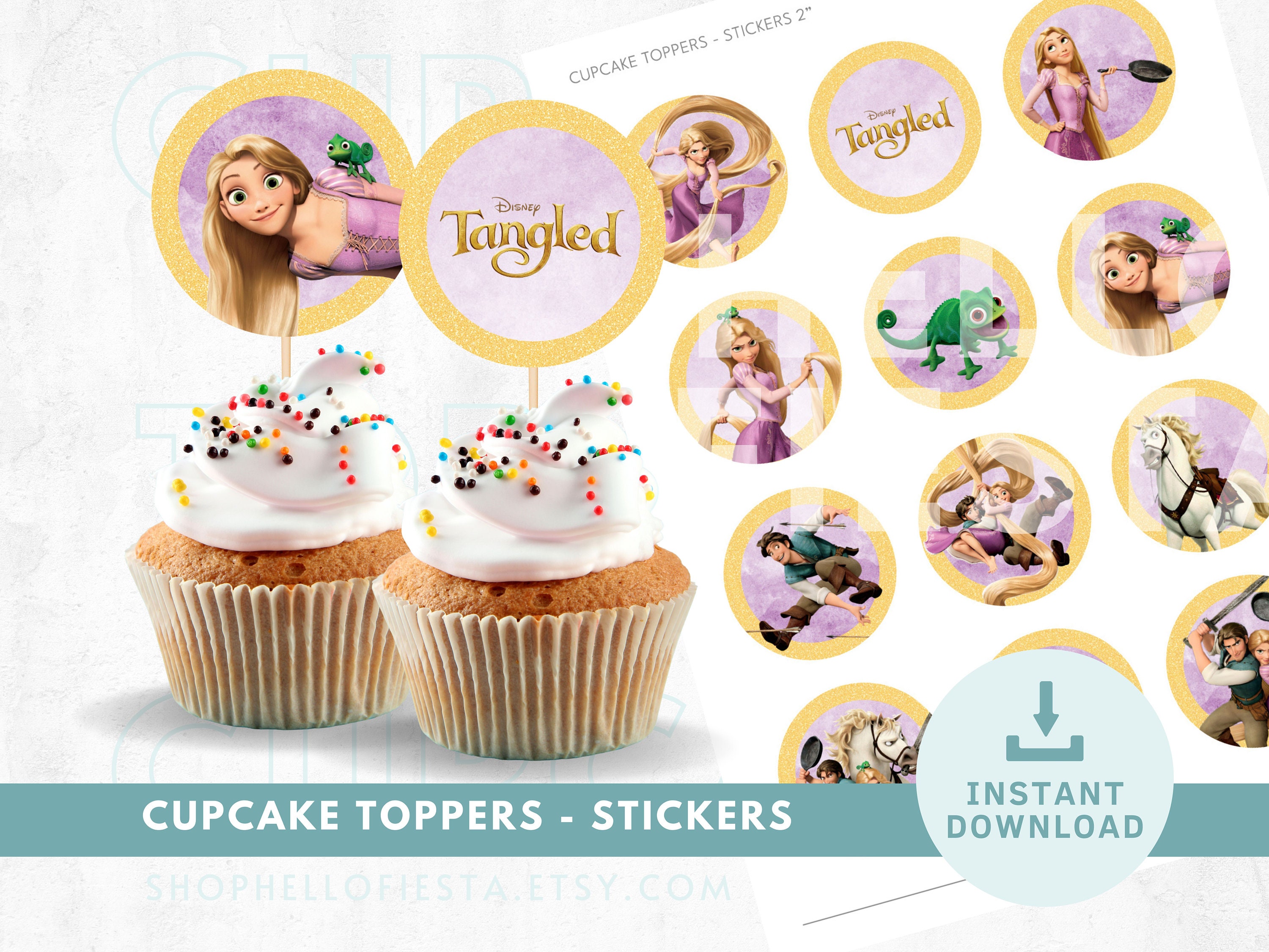 Rapunzel Cupcakes Toppers Printable Princess Toppers Tangled - Etsy ...