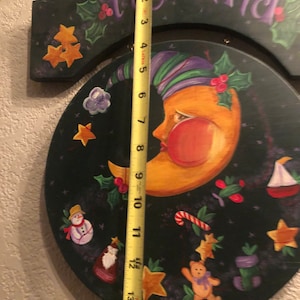 Tole Painted Wooden Toyland Holiday Wall Hanging With Moon - Etsy