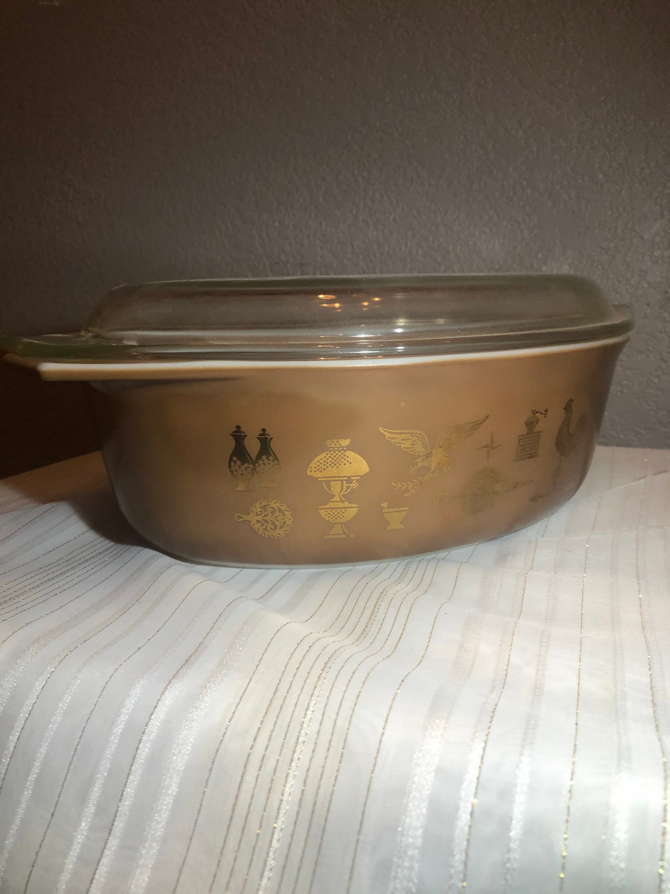 Vintage Pyrex Casserole Dish Brown and Gold 1970s - Etsy Australia