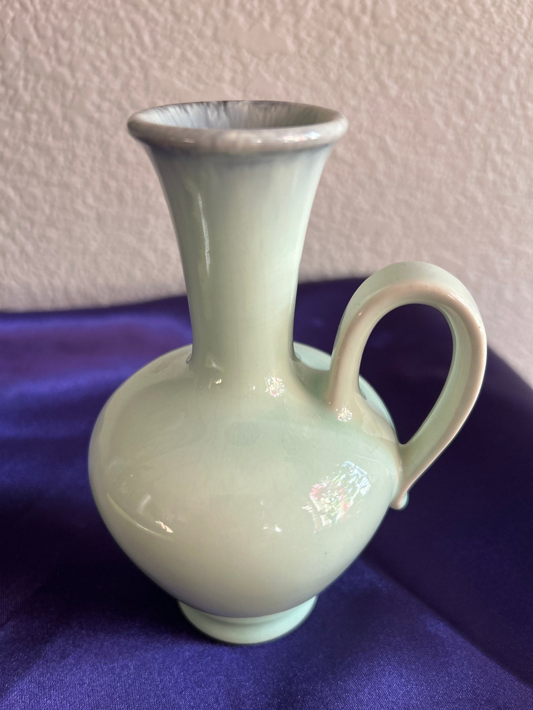 Small Pottery Vase Sea Mist Drip Glaze No. 114614 Vintage - Etsy