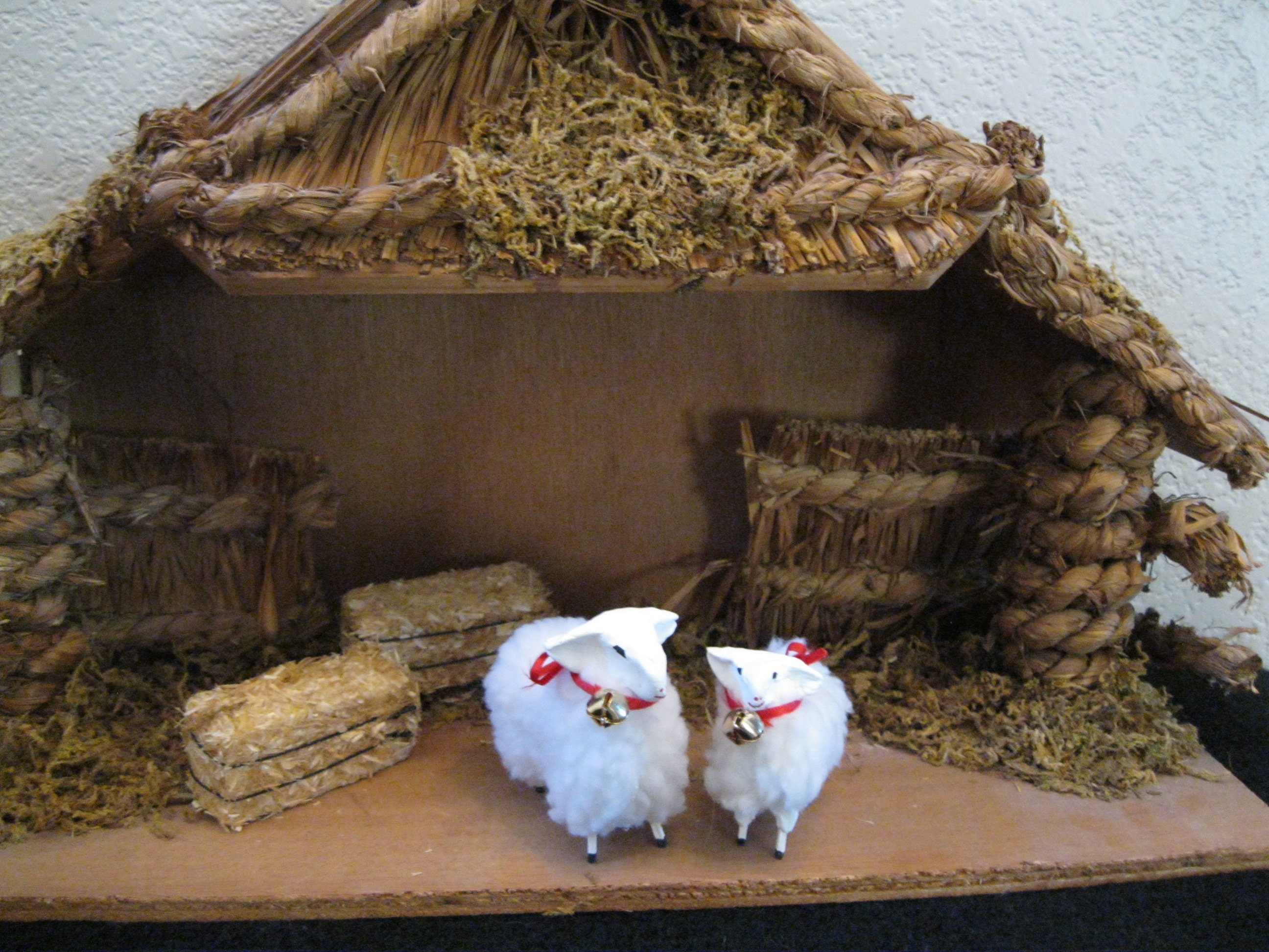 Sheep Set 2 Handmade by Me, Sculped Plaster With Wooly Coats and Wooden ...