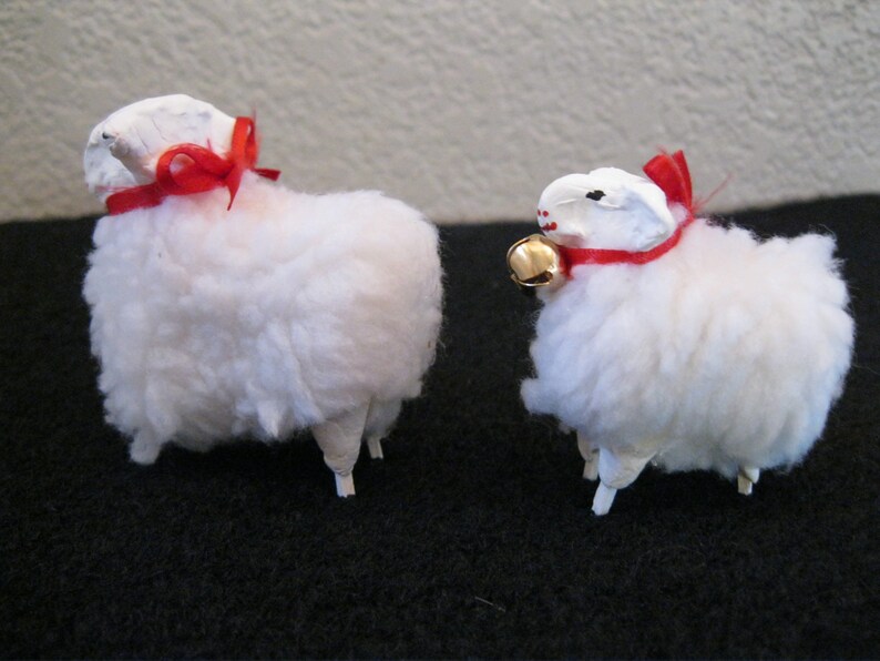 Sheep Set 2 Handmade by Me Sculped Plaster With Wooly Coats - Etsy