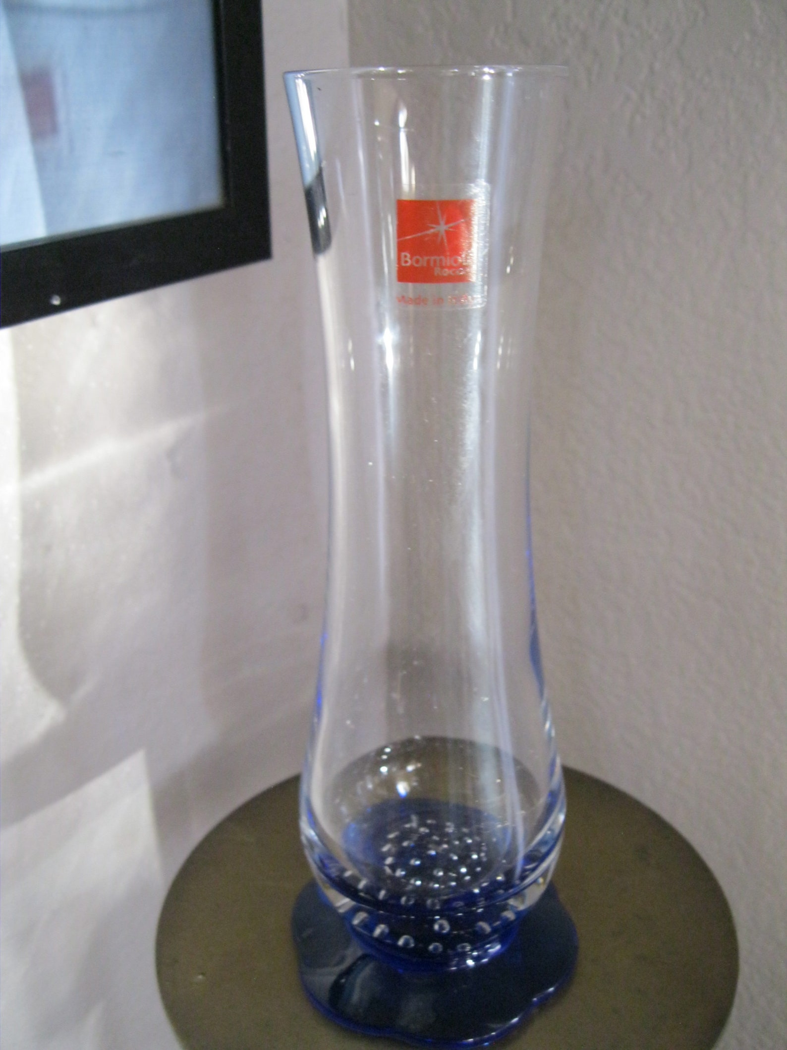 Bormioli Rocco Italy Blue Glass Vase Controlled Bubbles | Etsy