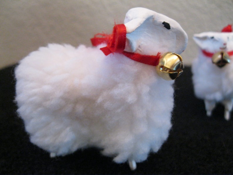 Sheep Set 2 Handmade by Me Sculped Plaster With Wooly Coats - Etsy
