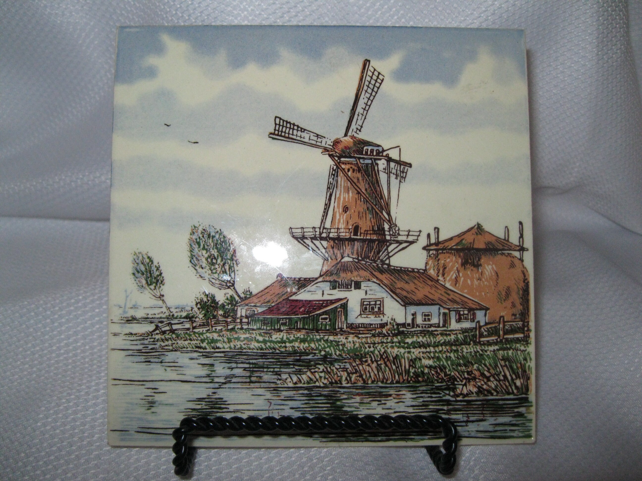 Windmill Design Ceramic Display Tile Made in Holland - Etsy UK