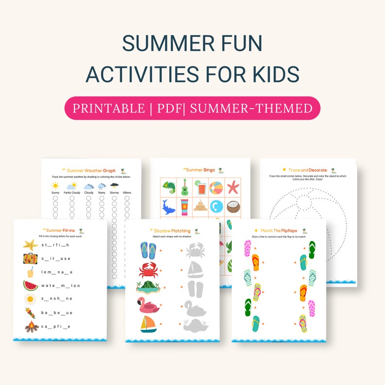 Summer Activity Sheets: Kids Printable Learning Games (PDF) - Etsy