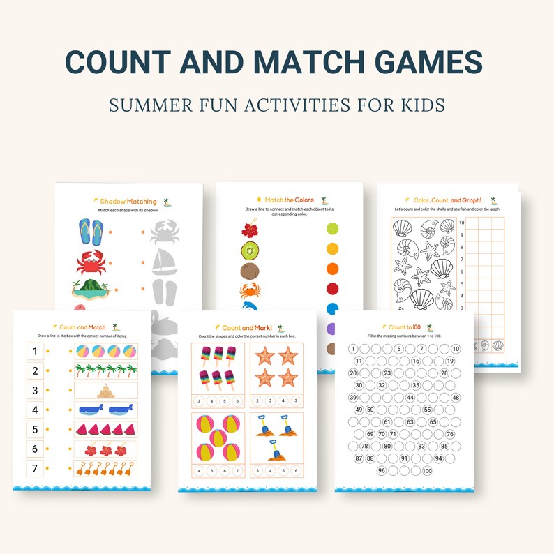 Summer Activity Sheets: Kids Printable Learning Games (PDF) - Etsy