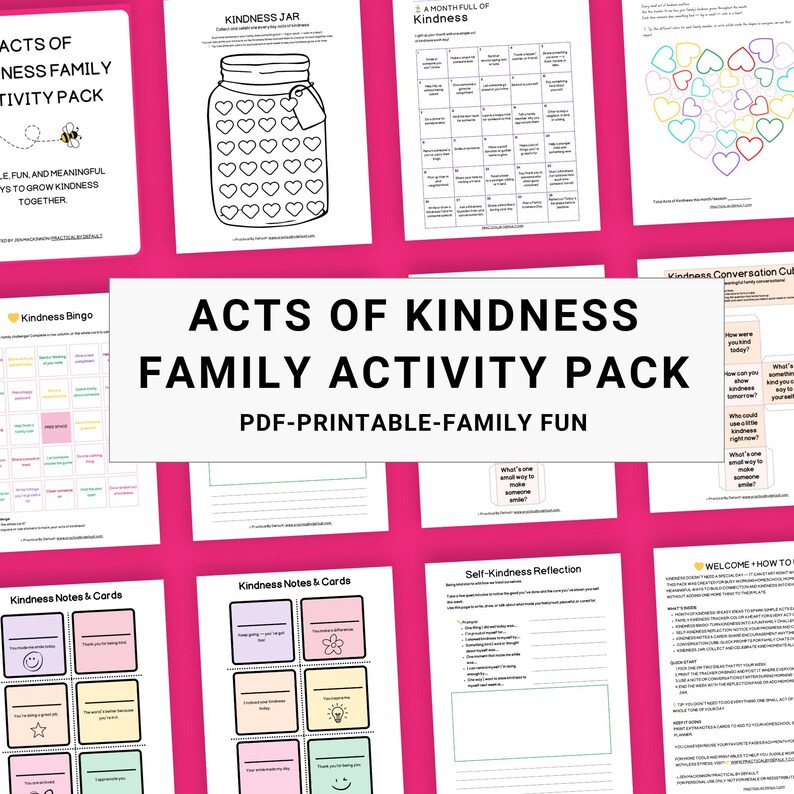 Kindness Activities Printable Pack, Family Games, Homeschool SEL (PDF ...