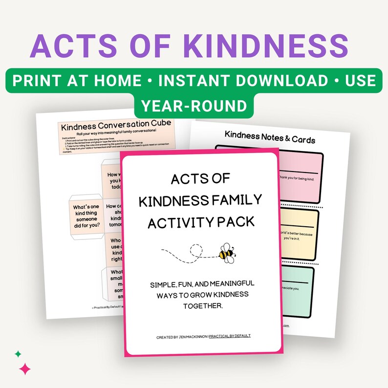 Kindness Activities Printable Pack, Family Games, Homeschool SEL (PDF ...