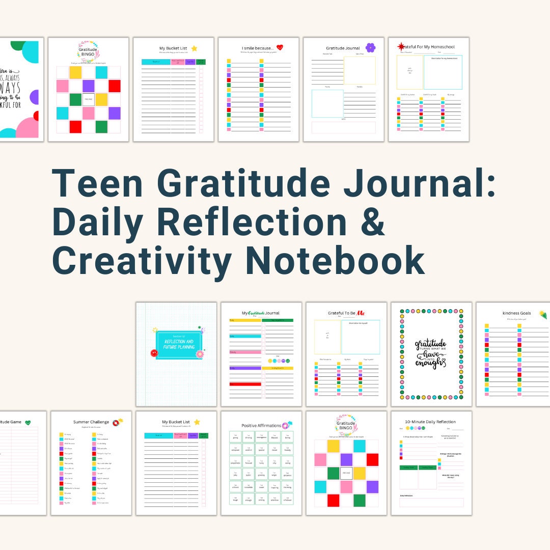 Gratitude Journal for Teens, Daily Reflection Journal Teen, Printable ...