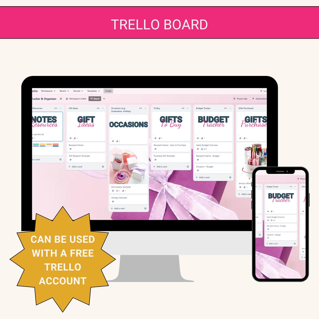 Gift Tracker & Organizer Trello Board | Digital Gift Planner | Holiday ...