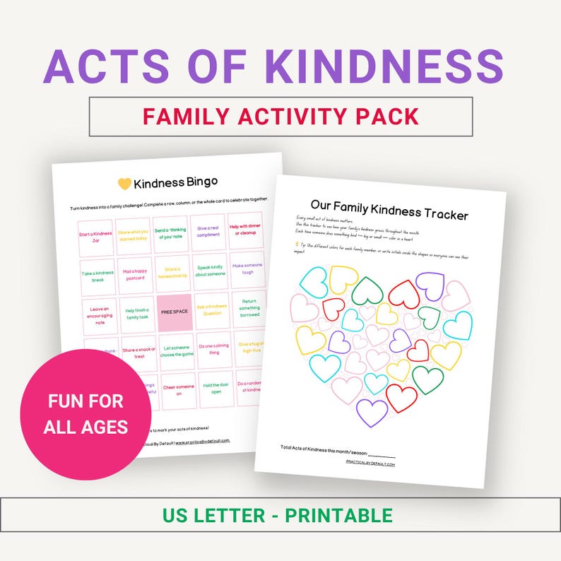 Kindness Activities Printable Pack, Family Games, Homeschool SEL (PDF ...
