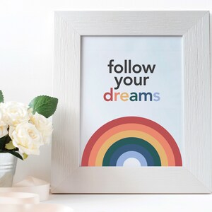 Follow Your Dreams, Love Print, Wall Art, Home Decor, Typography Print ...