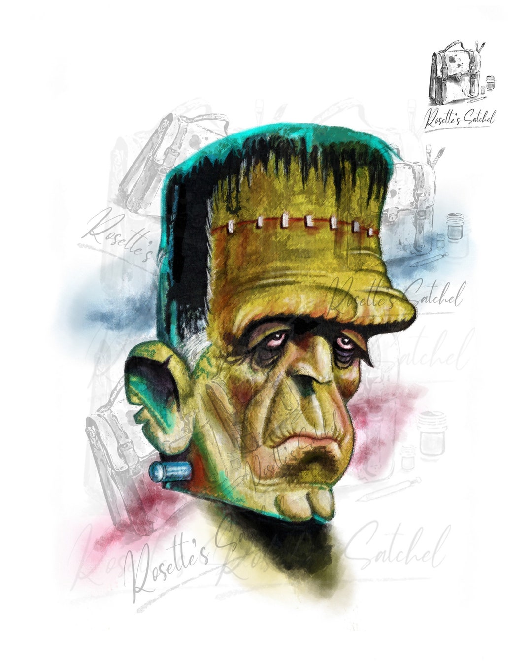 Frankenstein Wall Art, Home Decor, Halloween Print, Retro Frankenstein ...