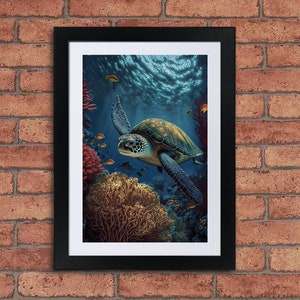 Sea Turtle Wall Art, Ocean, Cute Sea Turtle, Sea Life, Sea Turtle ...