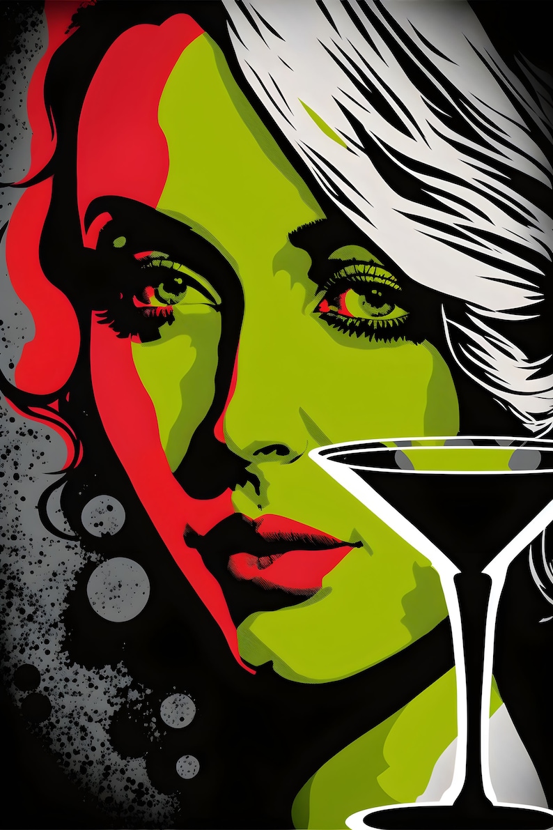 Martini Girl, Pop Art, Wall Art, Vodka Martini, Olive, Abstract ...