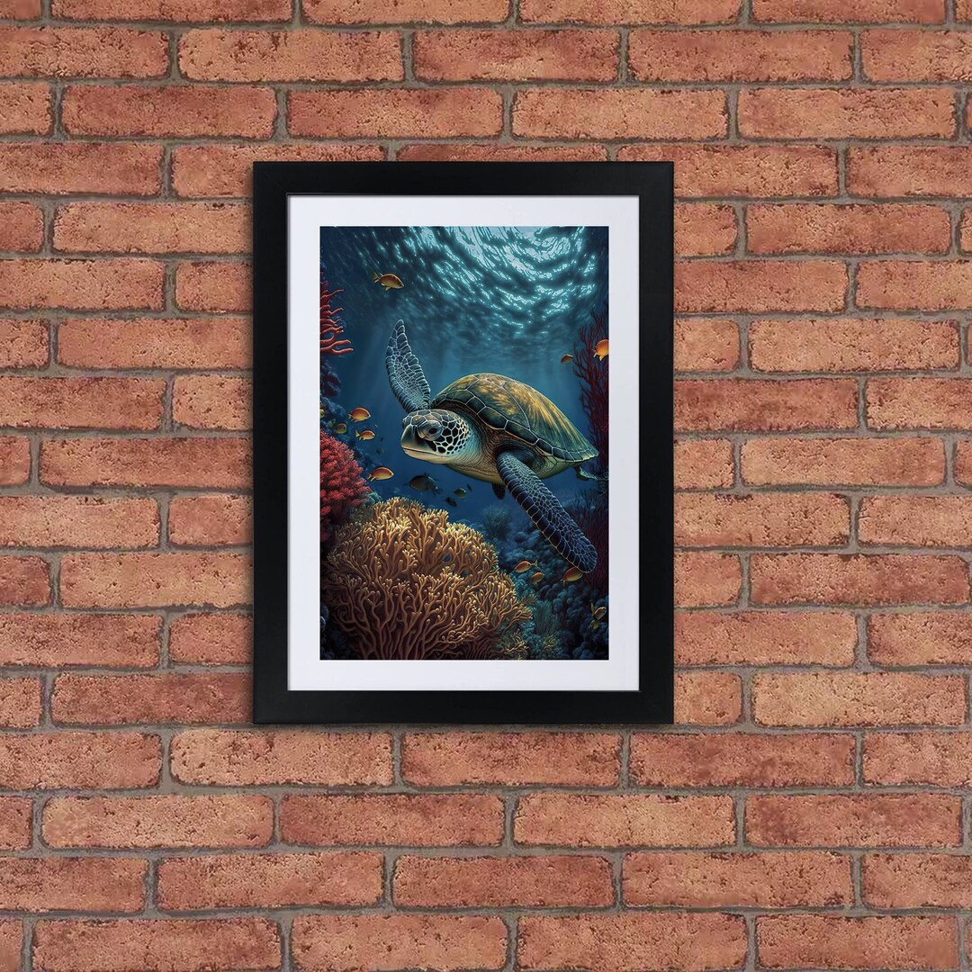 Sea Turtle Wall Art, Ocean, Cute Sea Turtle, Sea Life, Sea Turtle ...
