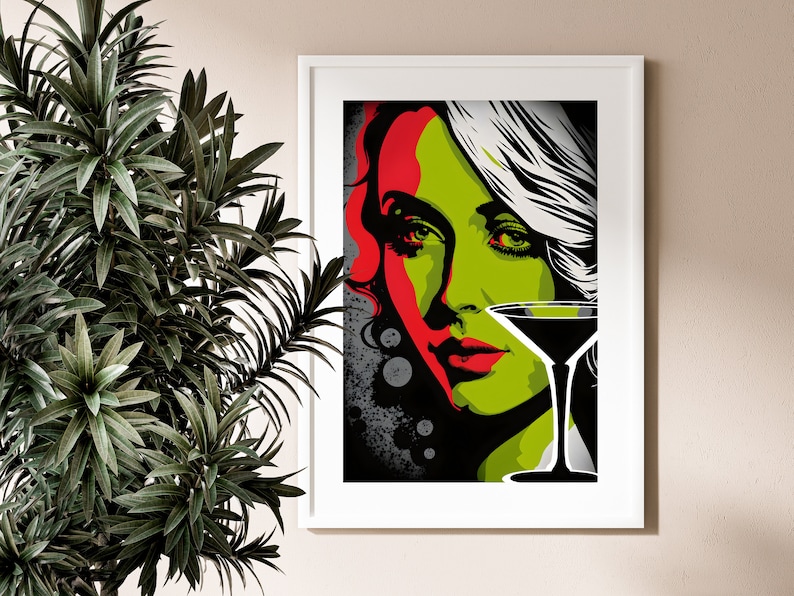 Martini Girl, Pop Art, Wall Art, Vodka Martini, Olive, Abstract ...