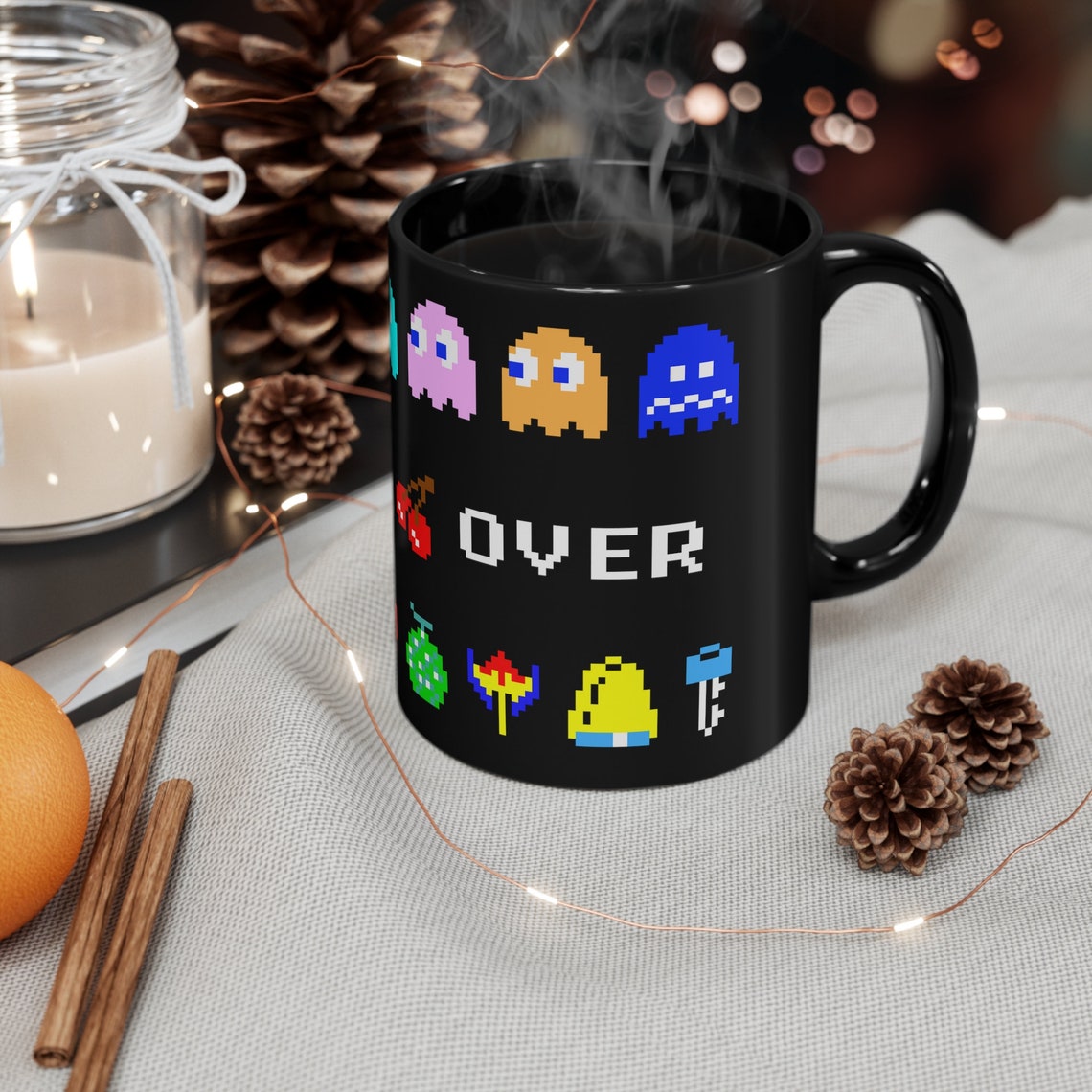 Pac Man Mug. Retro Arcade Mug, Pacman, Ghosts, Game Over, Gamer Gift ...