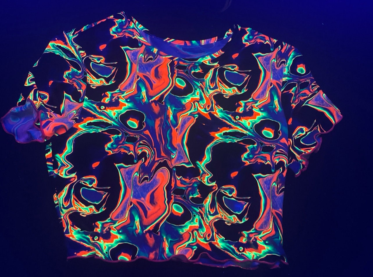 Trippy UV Reactive Oil Slick Rave Crop Top limited Edition - Etsy