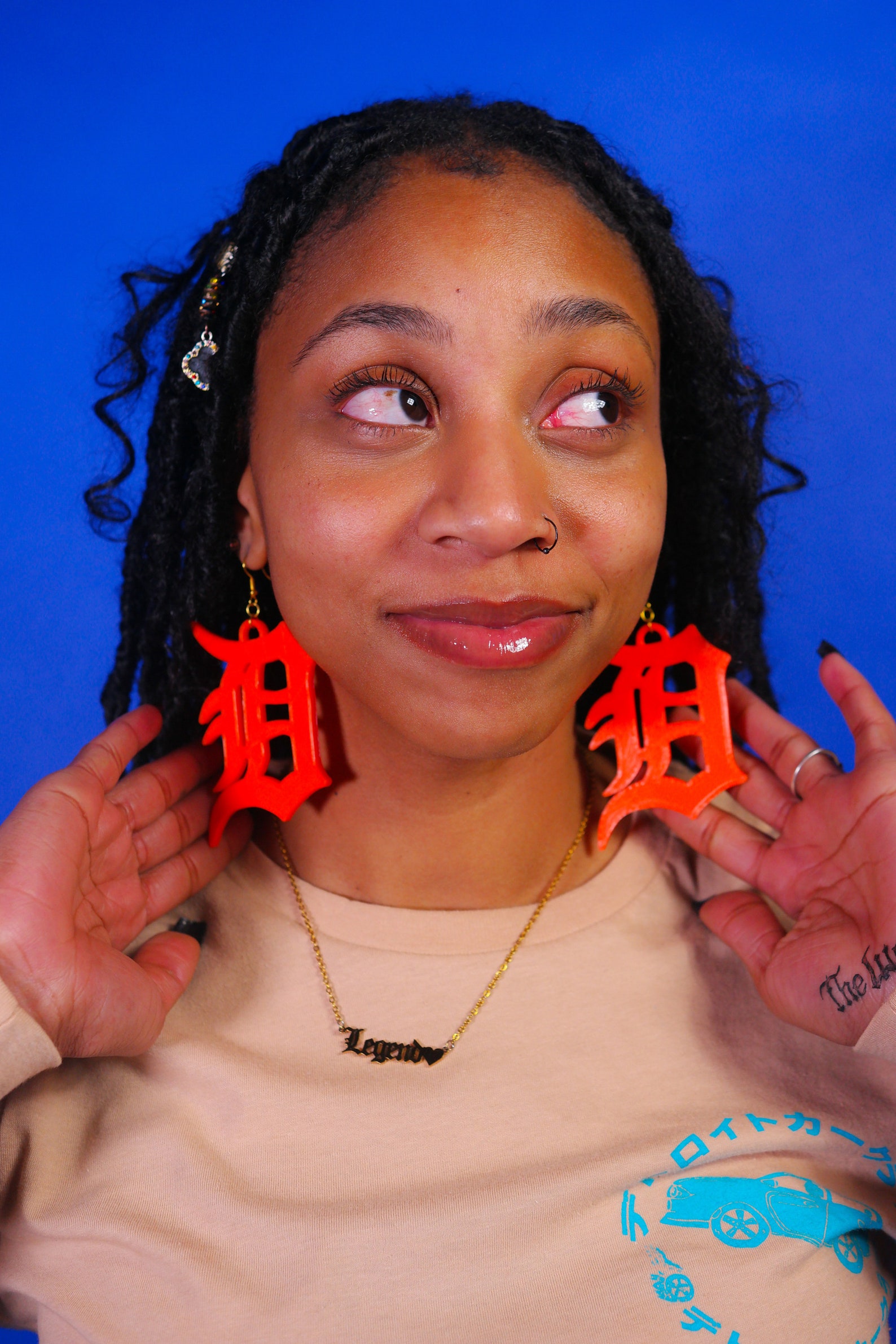 Letter D Earrings, Old English Letter Earrings, Detroit Earrings ...