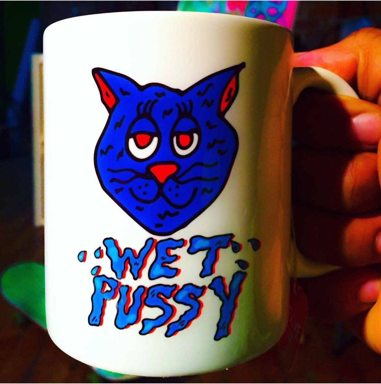 Taza De Café Coño Húmedo Cerámica Blanca Manejar Taza De Café De Taza De Té Calidad Impresión