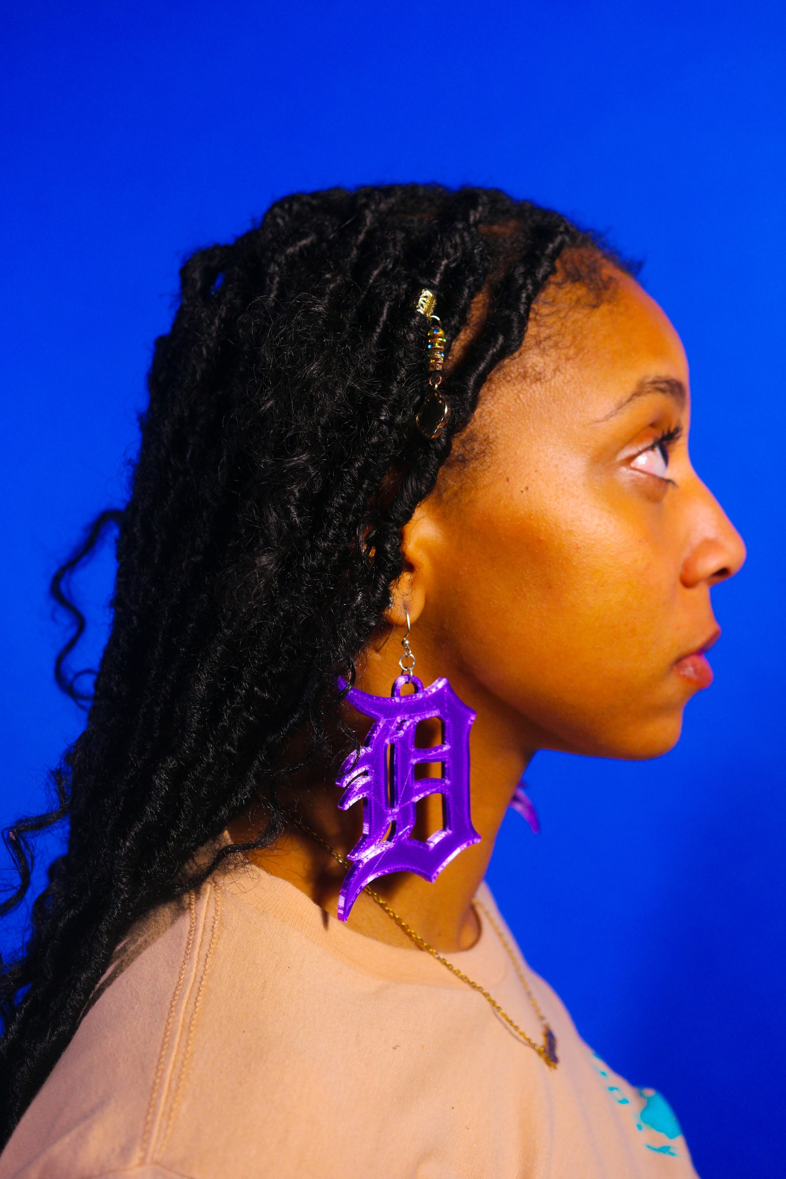 Letter D Earrings, Old English Letter Earrings, Detroit Earrings ...