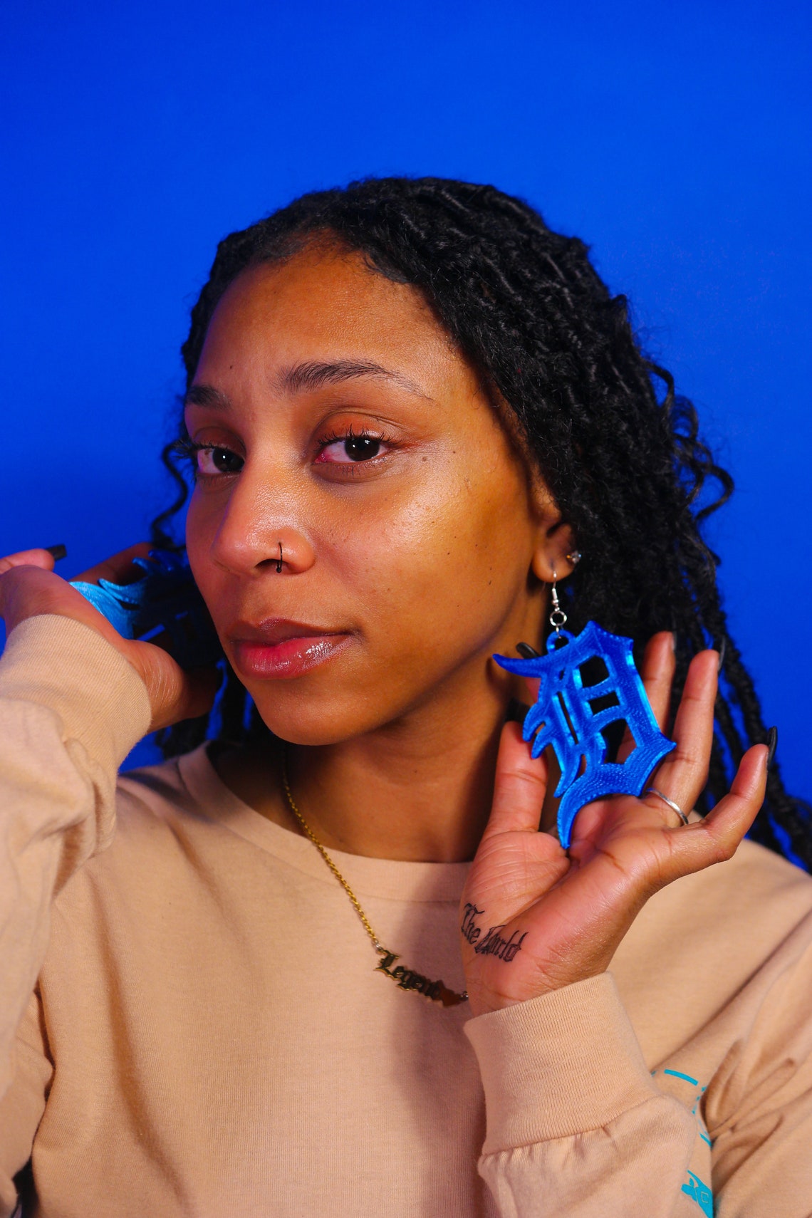 Letter D Earrings, Old English Letter Earrings, Detroit Earrings ...