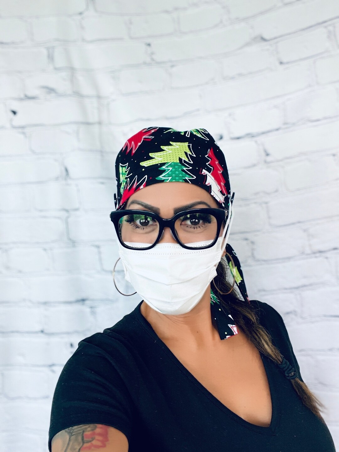 Christmas Scrub Cap, Scrub Cap With Buttons, Surgical Holiday Scrub Cap ...