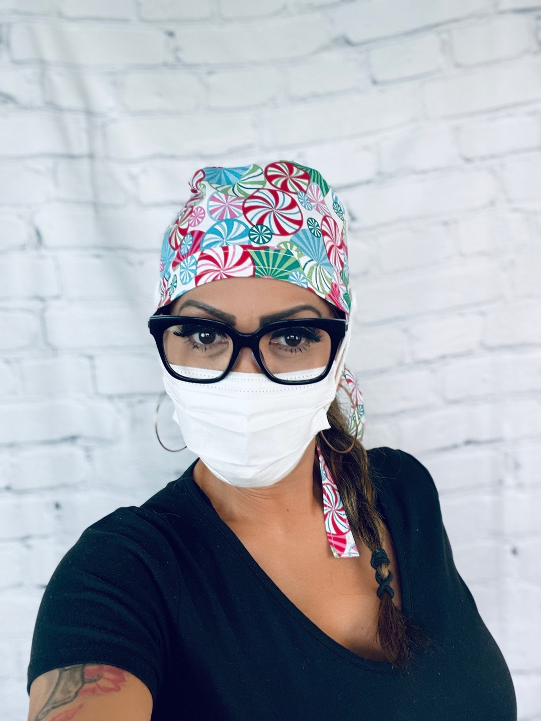 Surgical Cap, Christmas Scrub Cap, Scrub Cap With Buttons, Holiday ...